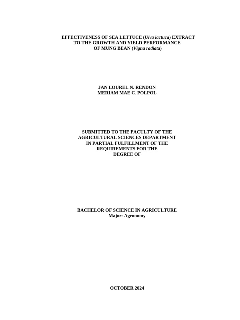 thesis final draft 4 | PDF | Sowing | Legume