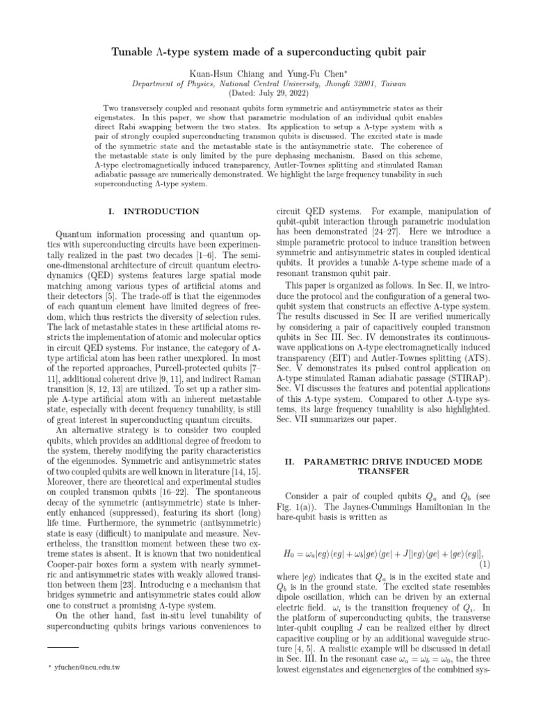 Tunable A Type System Made Of Superconducting Qubit Pair Pdf
