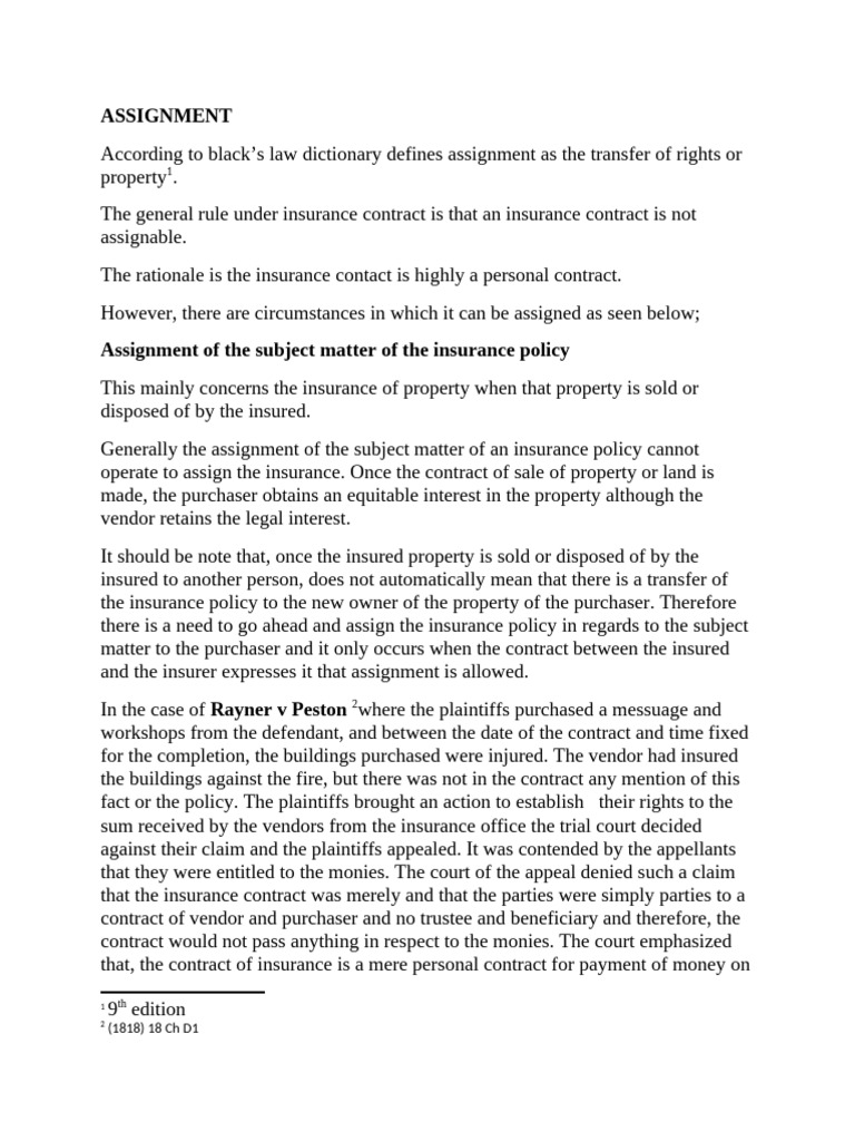 Assignment, Novation and Contribution | PDF | Insurance | Legal Concepts