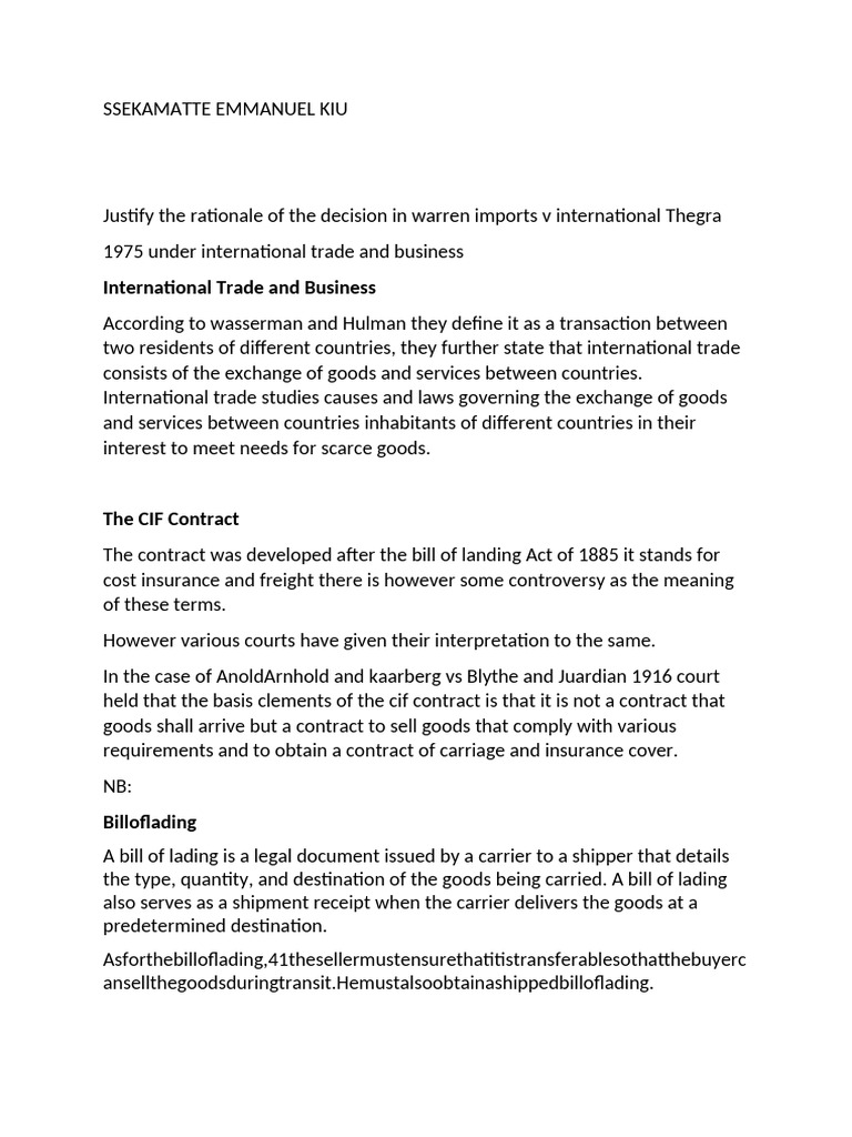 CIF Contracts and Delivery Orders Explained | PDF | Bill Of Lading ...