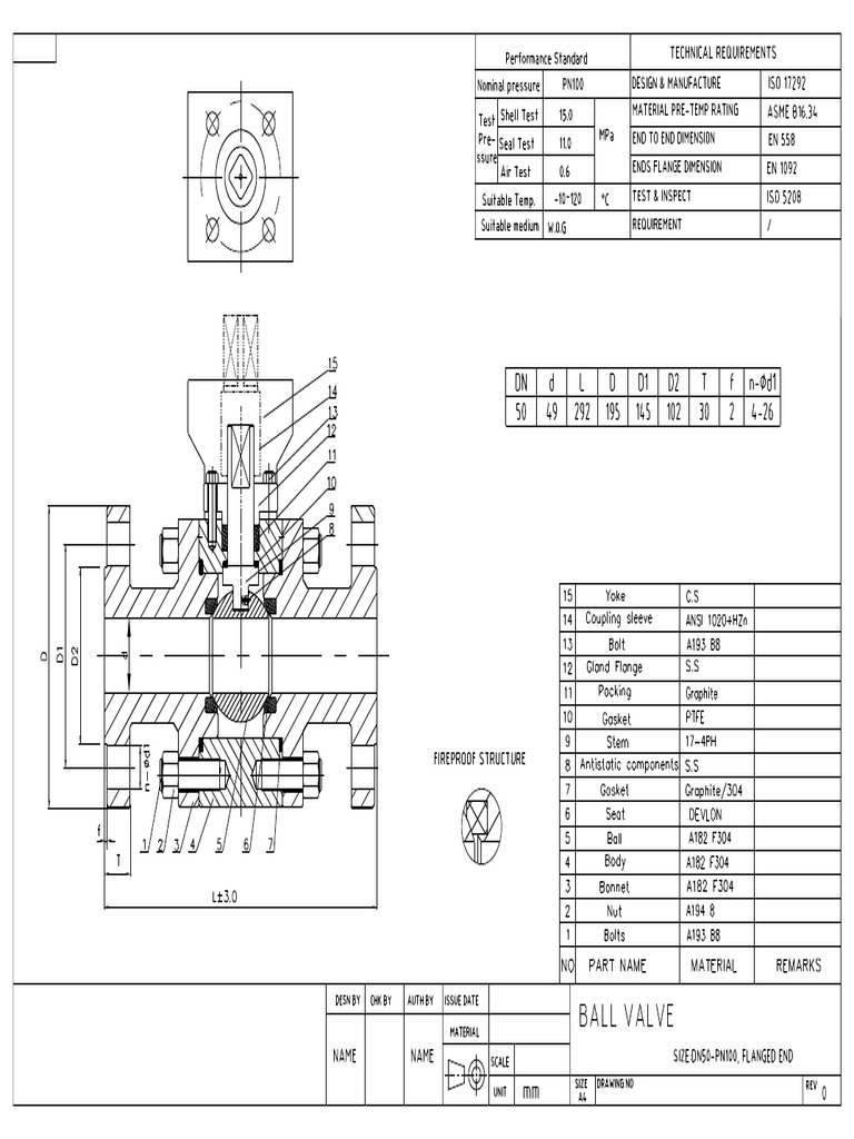 Drawing Quotation DGQ24122001R1 Q641F-100P-DN50 | PDF
