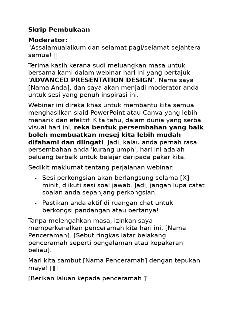 Skrip Pembukaan | PDF