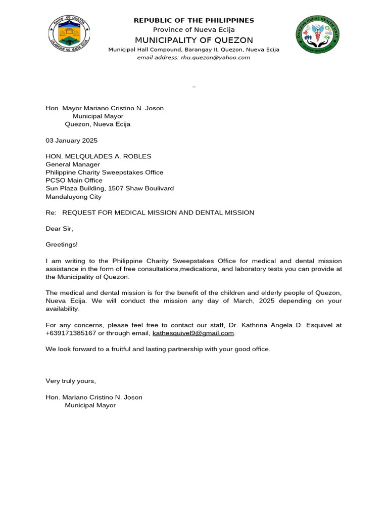 Request For Medical Mission | PDF