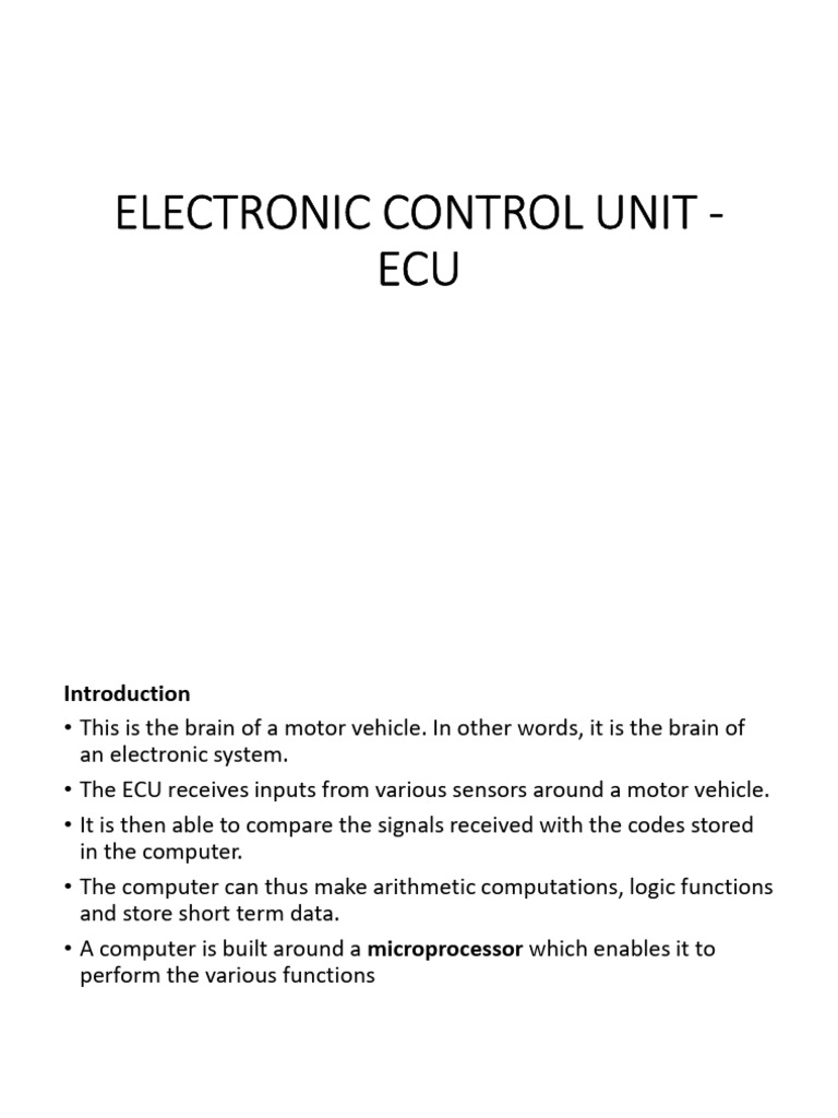 ELECTRONIC CONTROL UNIT -ECU - | PDF | Read Only Memory | Central Processing Unit