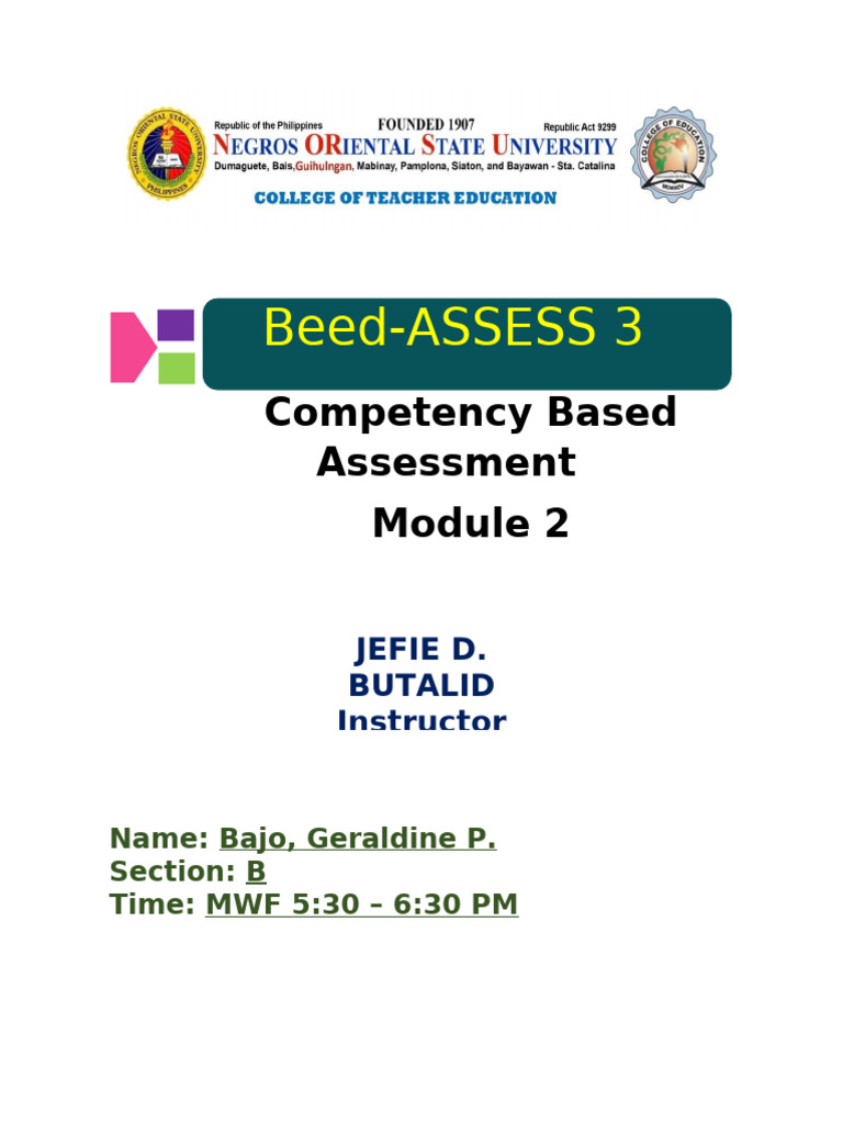 Beed Assess 3 Module 2 Answer | PDF | Curriculum | Behavior Modification