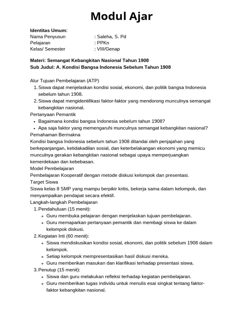 Modul Ajar PPKN Bab 4 Sub A | PDF