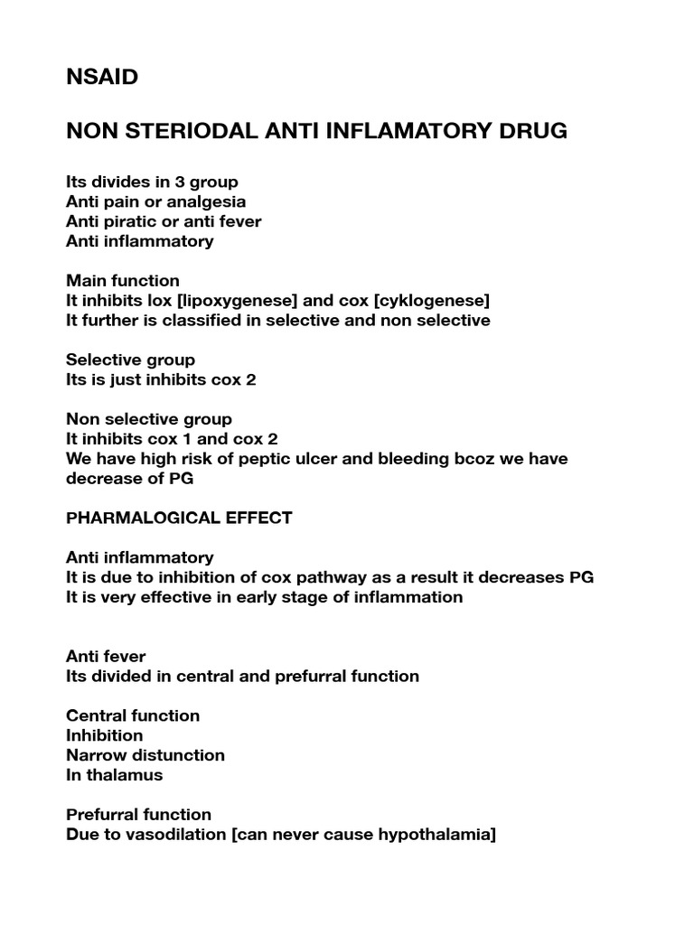 Nsad Pharmacology | PDF | Aspirin | Nonsteroidal Anti Inflammatory Drug