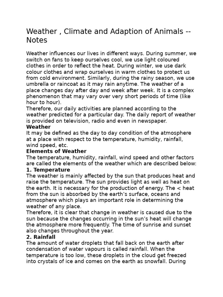 Weather, Climate and Adaption | PDF | Weather | Rain