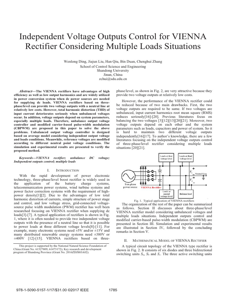 Independent Voltage Outputs Control For VIENNA Rectifier Considering ...