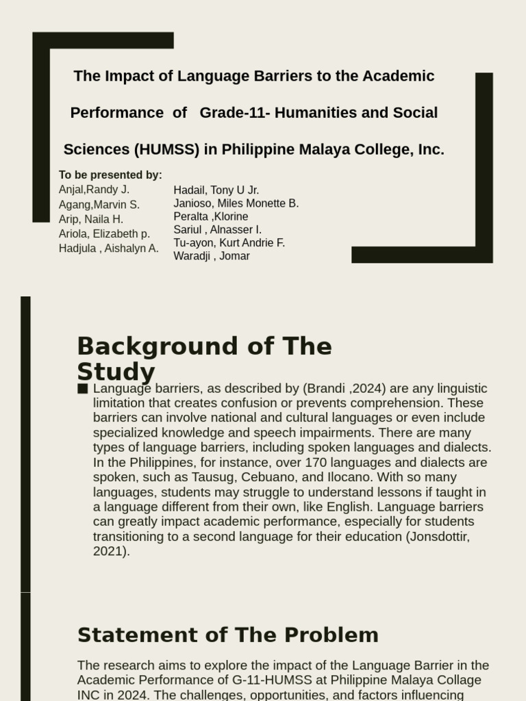 Language Barriers and Academic Performance | PDF | Survey Methodology ...