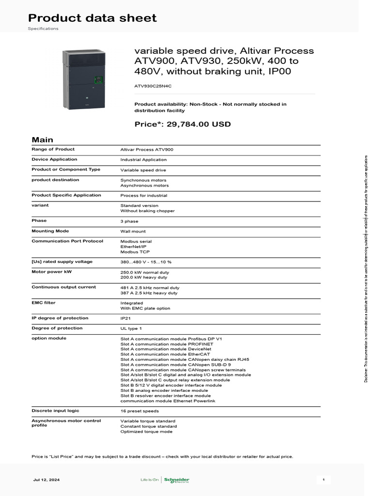 Industrial Variable Speed Drive | PDF | Manufactured Goods | Electronics