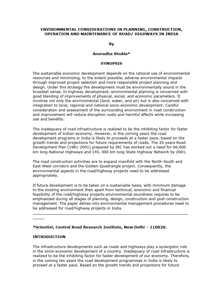 Environmental Considerations in Planning Operation and Maint | PDF ...