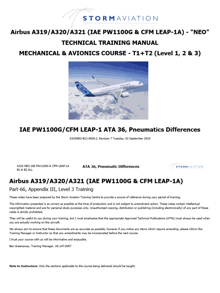 A320NEO-B12-0009.2 Neo Pneu 36 Diffs R7 030919 | PDF | Valve | Engines