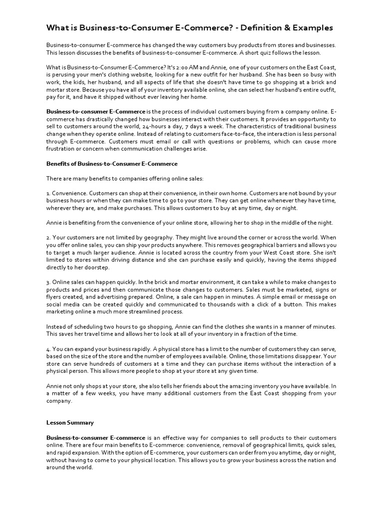 2.1 What Is Business To Consumer E Commerce Definition Examples | PDF ...