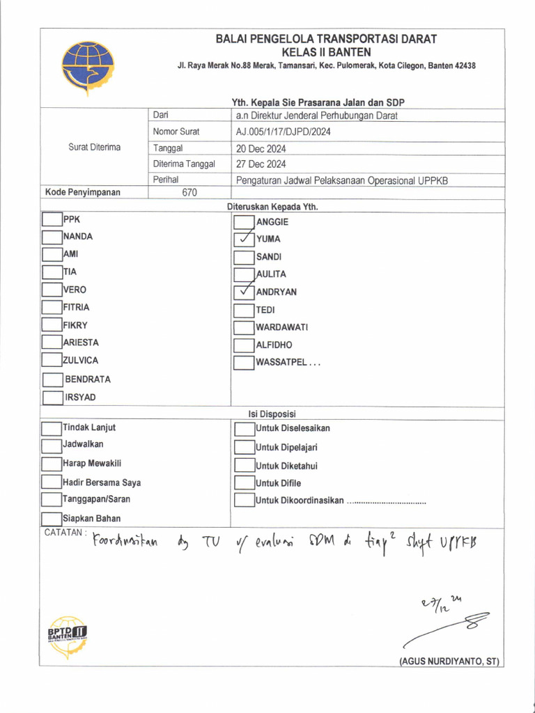 Pengaturan Jadwal Pelaksanaan Operasional UPPKB | PDF