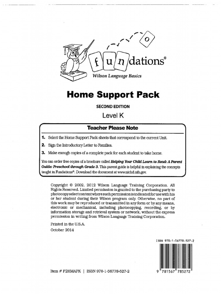 Unit 1-Fundations Home Support Pack-Grade K | PDF