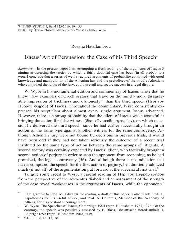 Isaeus' Persuasion in Third Speech | PDF