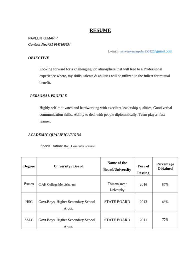 Naveen resume | PDF