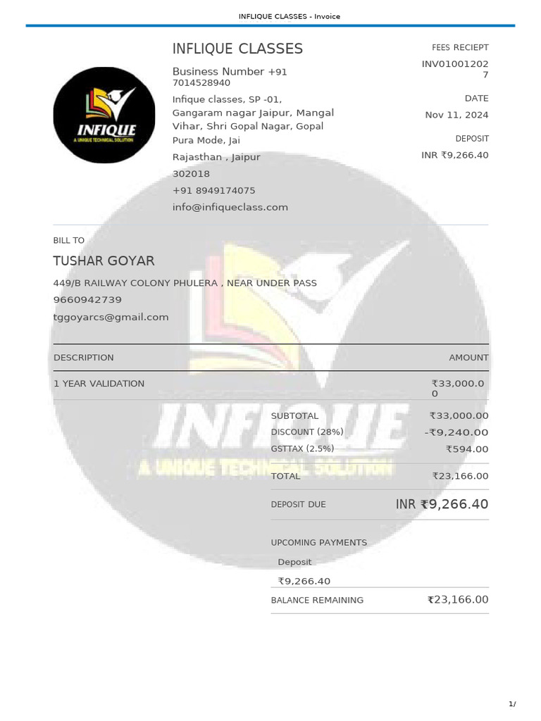 Fees Recipt | PDF
