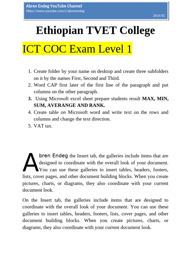 ICT COC Level 1 | PDF