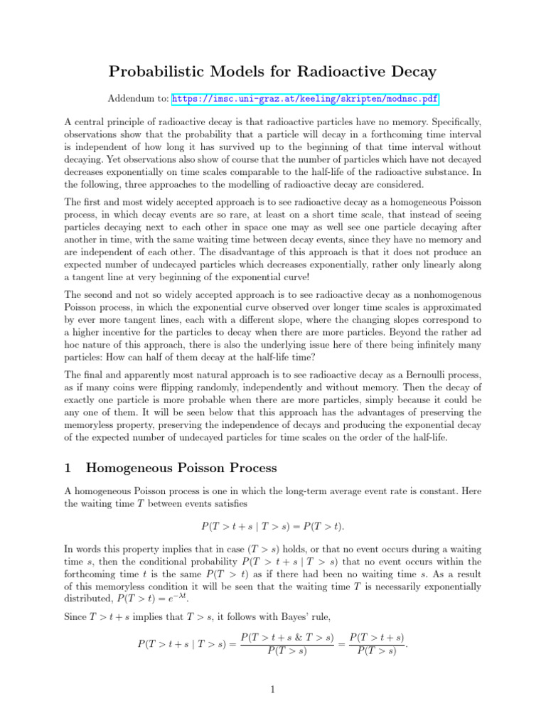 Probabilistic Model Radiodecay | PDF | Statistical Theory | Probability Theory