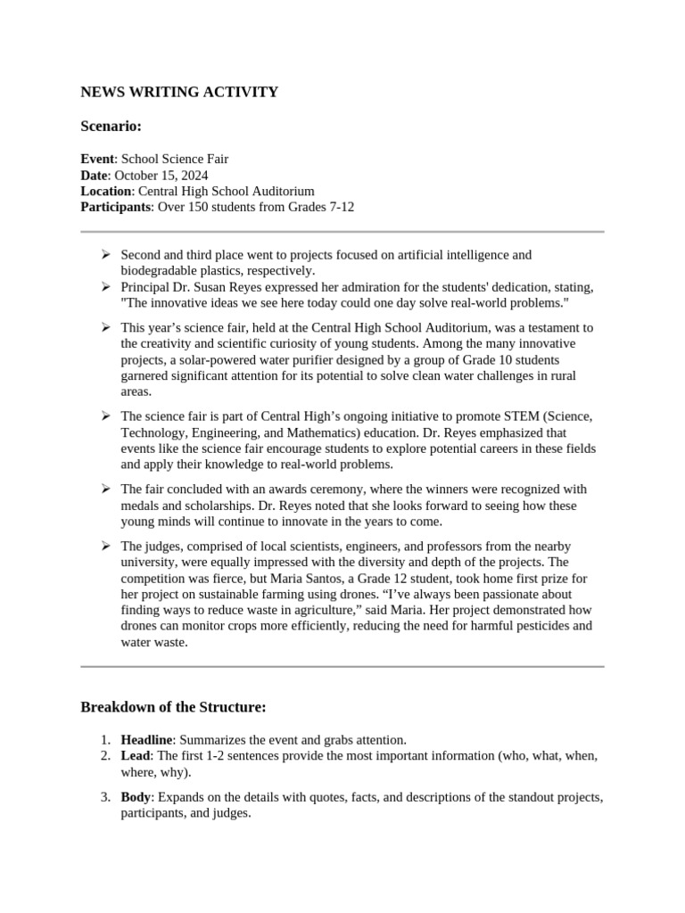 News Writing Practice 1.0 | PDF