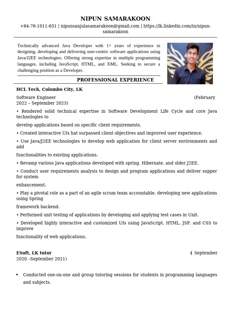 NIPUN+Resume+Black+Template | PDF | Java (Programming Language) | Application Software