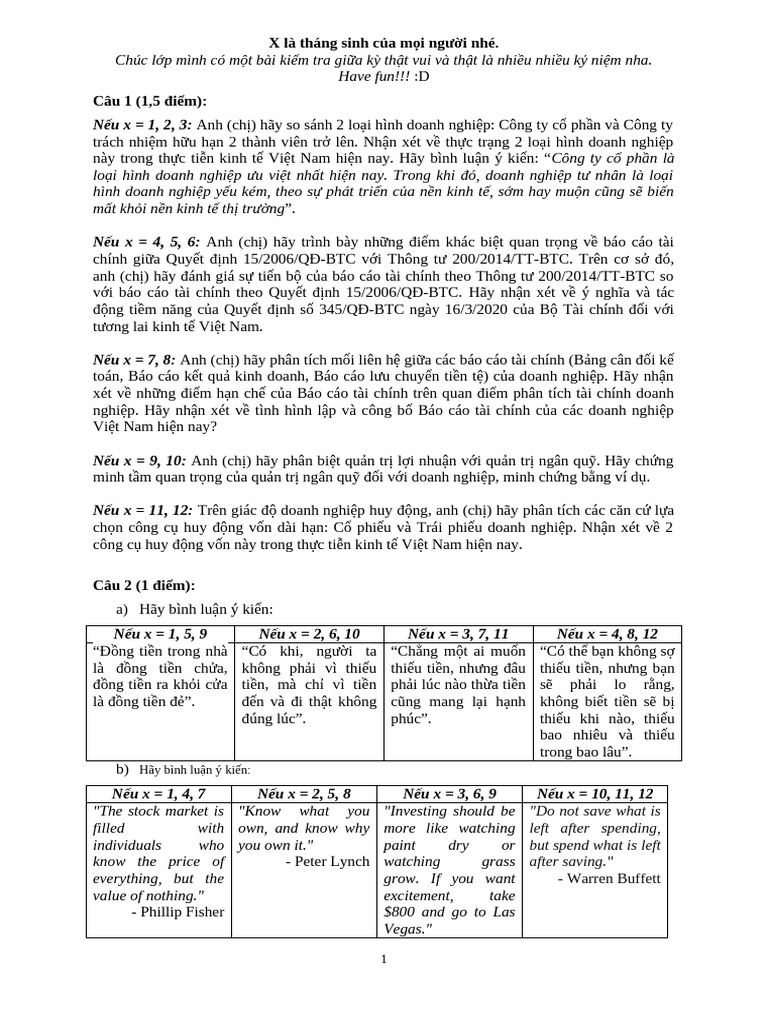 De Kiem Tra Giua Ky TCDN1 (Part 1) | PDF