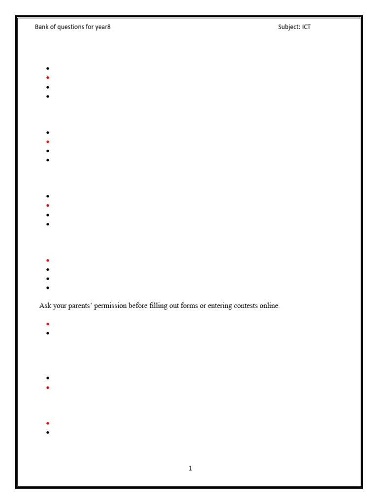 Bank of Questions For Year 8 + Answers | PDF | Human Communication ...
