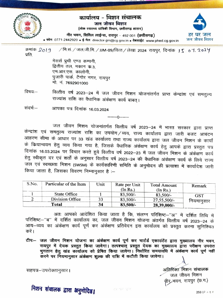 JJM Work Order FY 2023-24 | PDF