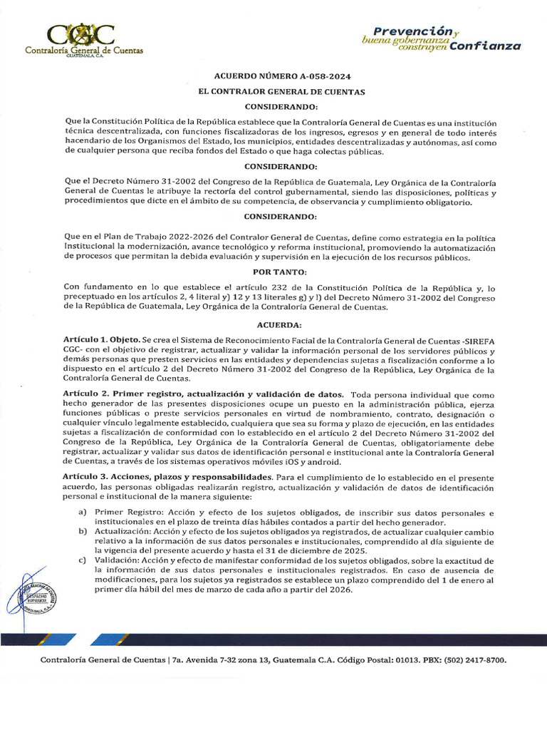 Acuerdo A 058 2024 SCAN | PDF
