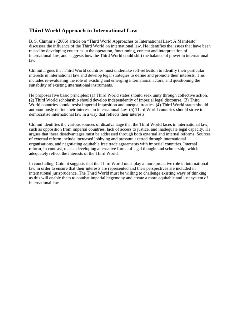 Third World Approach To International Law | PDF | International Law ...