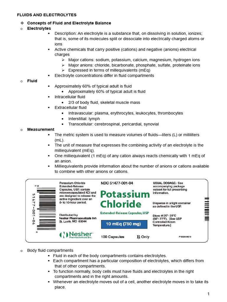 FLUIDS AND ELECTROLYTES | PDF | Dehydration | Osmosis