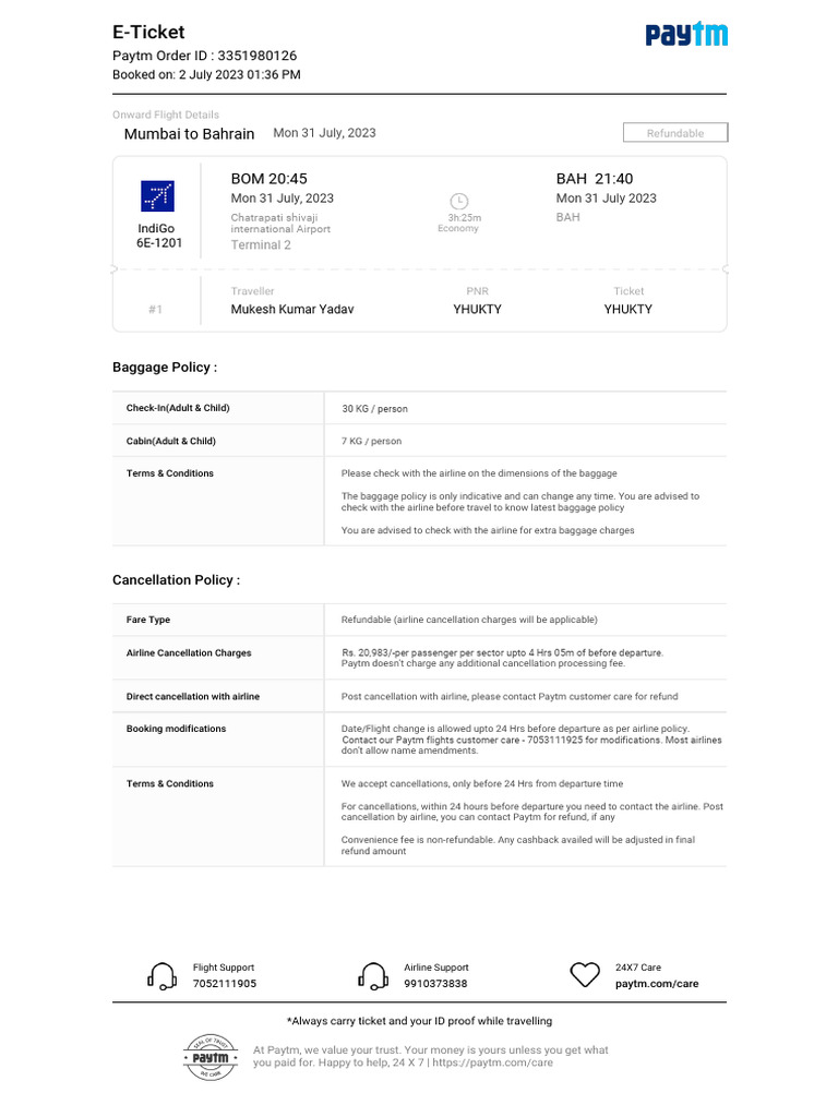 Mukesh Kumar Ticket | PDF | Fee | Airlines