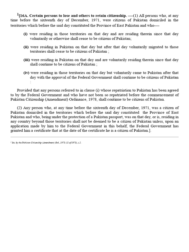 PAK - Pakistan Citizenship Act 1951 (En) | PDF