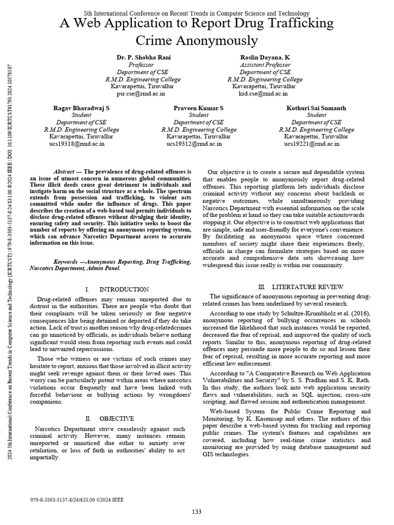 Anonymous Drug Crime Reporting Tool | PDF | World Wide Web | Internet & Web