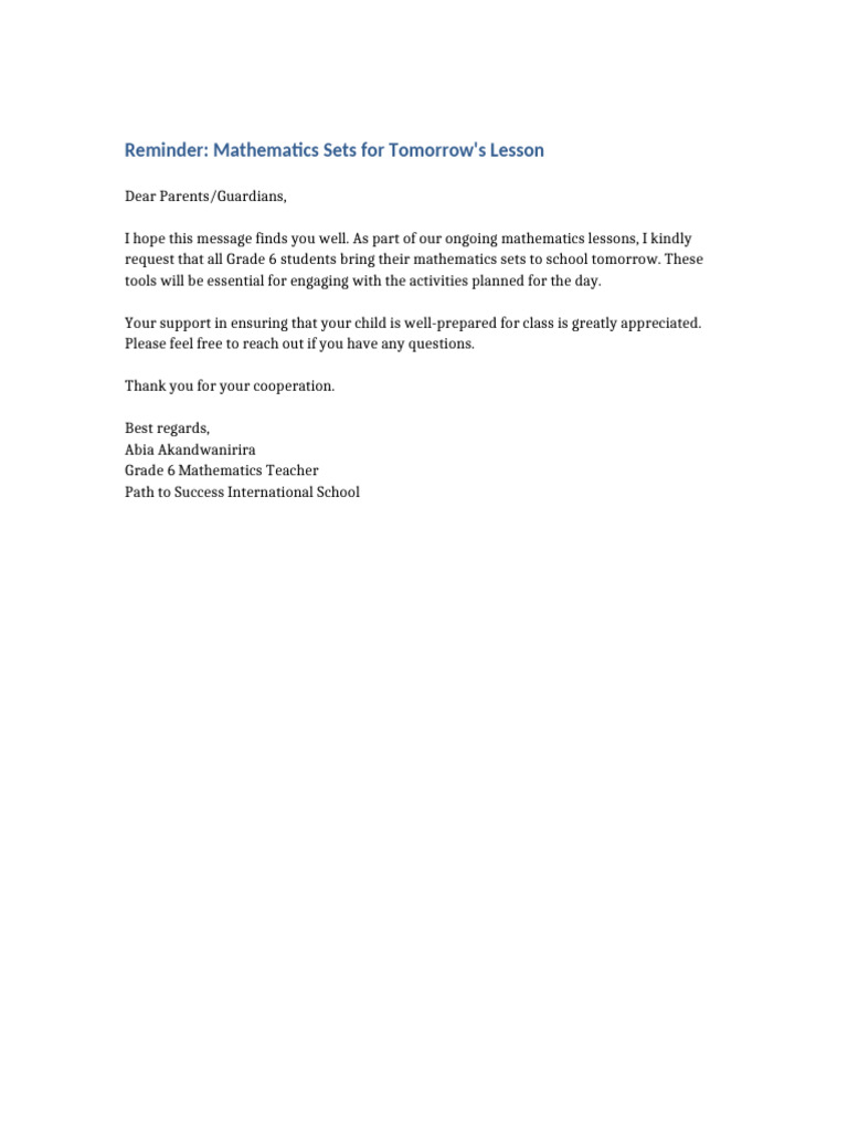 Reminder Mathematics Sets | PDF