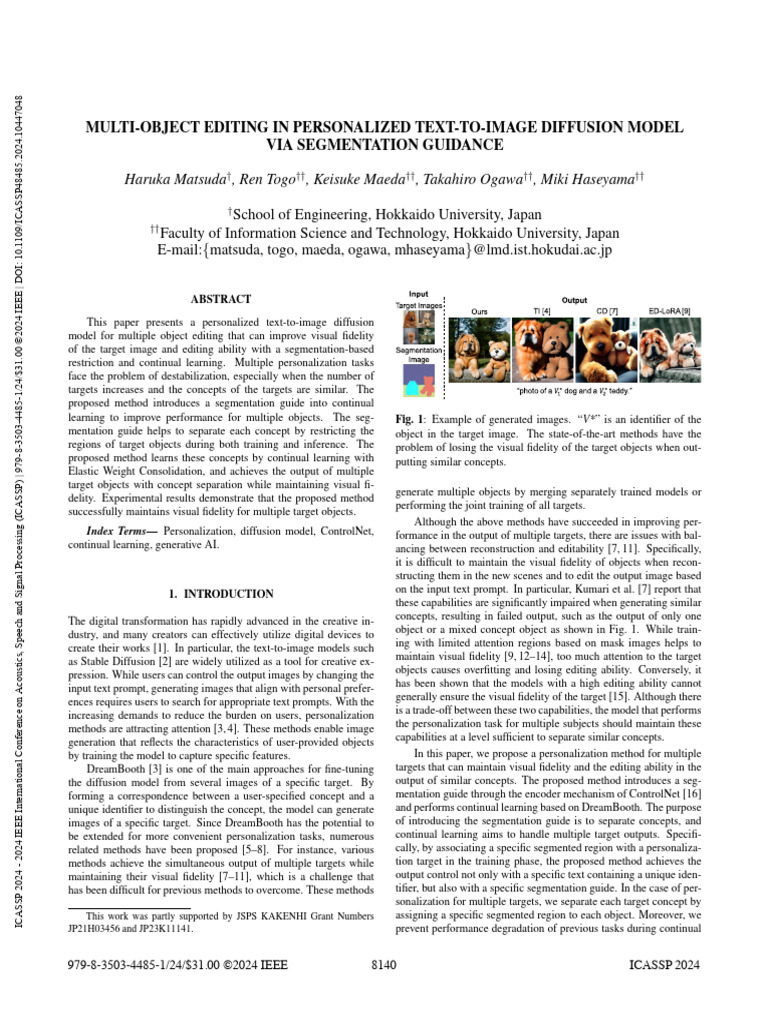 Multi-Object Editing in Personalized Text-To-Image Diffusion Model via Segmentation Guidance ...