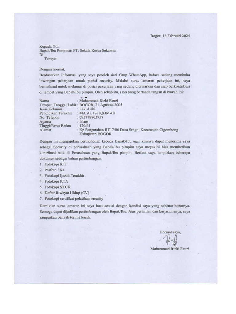 CV M Rizki Fauzi | PDF