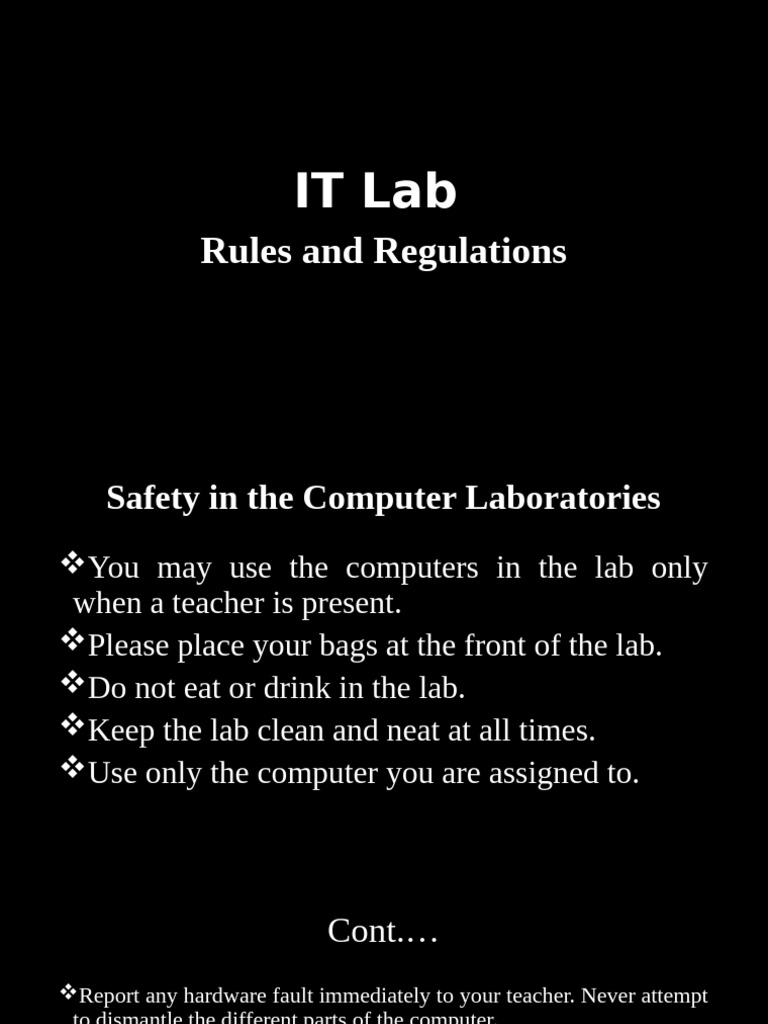 IT Lab Safety and Usage Guidelines | PDF