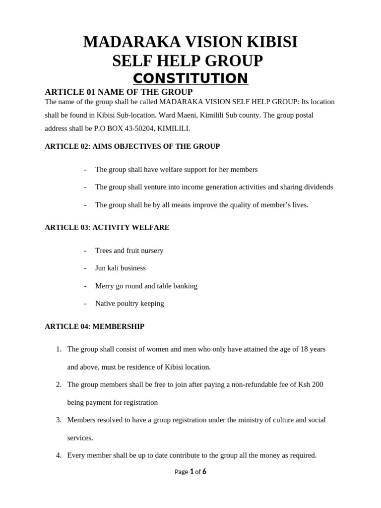Njete Self Help Group Constitution | PDF | Banks | Elections