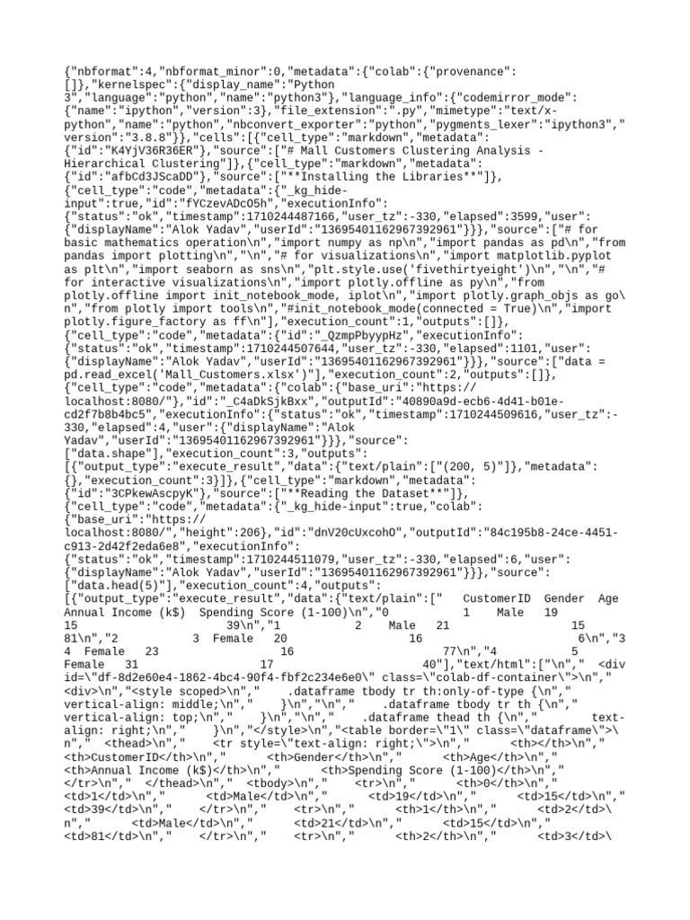 Hierarchicalclusteringipynb Pdf Computing Computer Programming