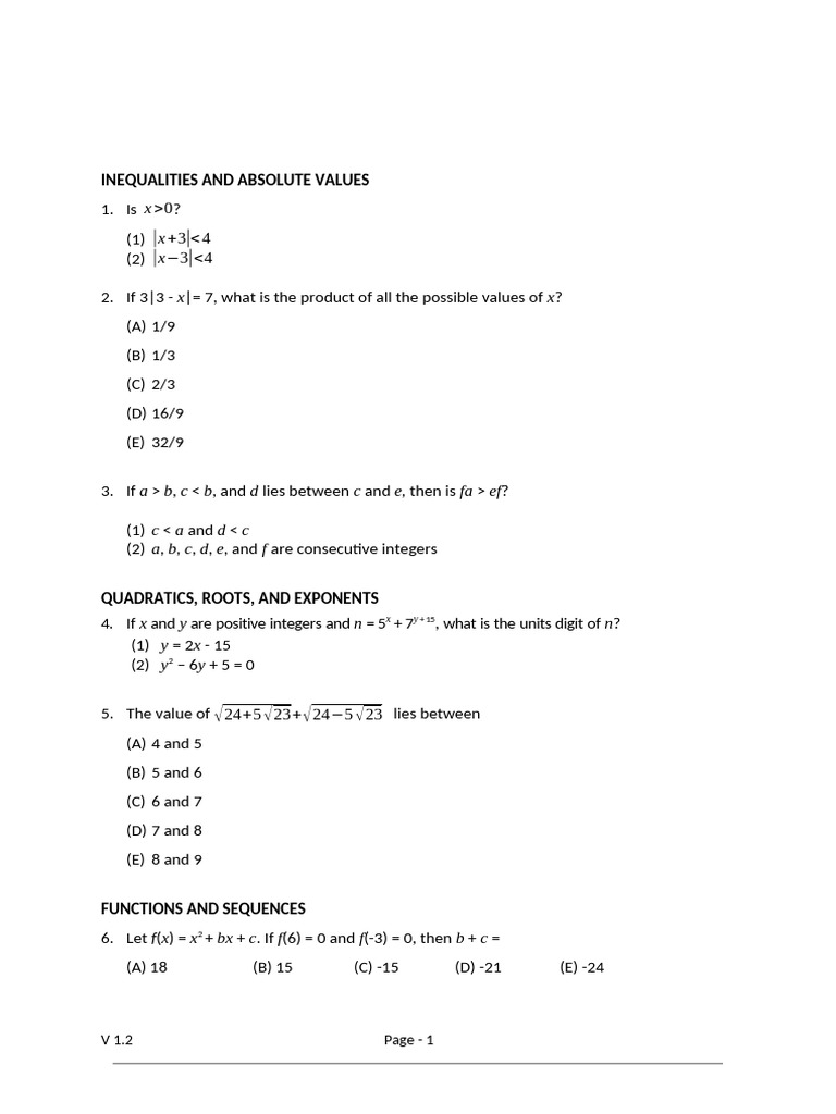 GMAT Handouts - Math.Feb.'17_Handout for M3 | PDF