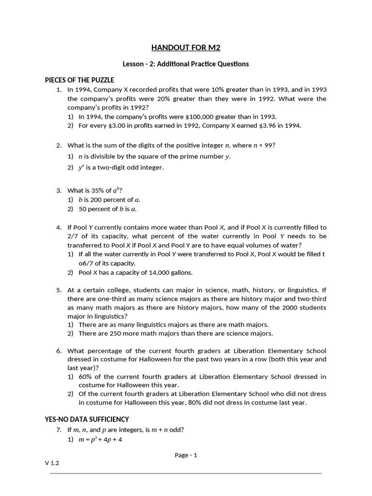 GMAT Handouts - Math - Feb.'17 - Handout For M2 | PDF | Field ...