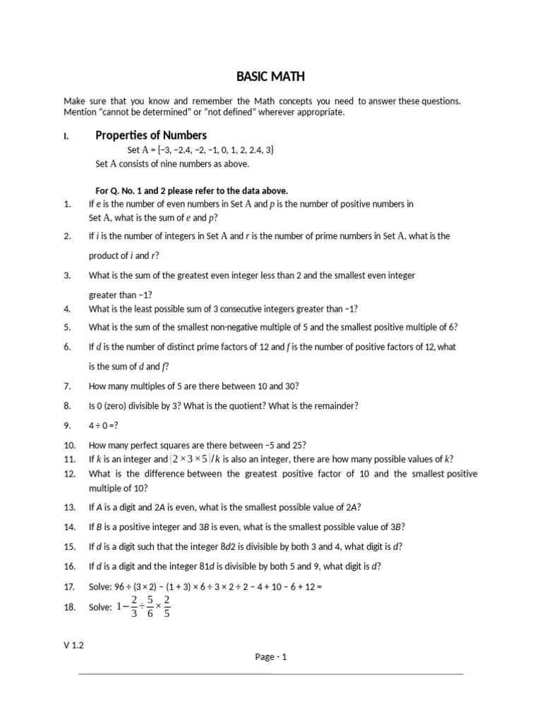 GMAT Handouts - Math.Feb.'17_Handout for M1 | PDF | Numbers | Integer