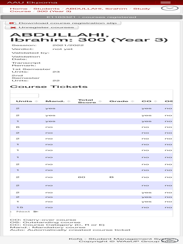 WAeUP.kofa - Student Management System | PDF