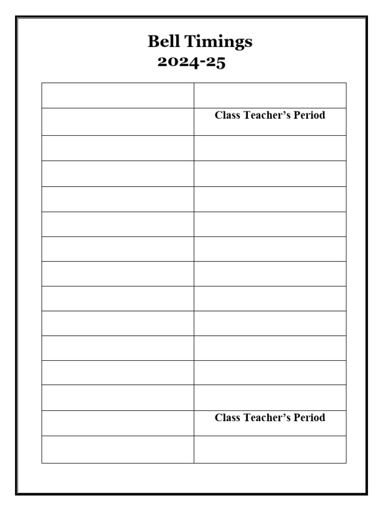 2024-25 School Bell Timings Schedule | PDF