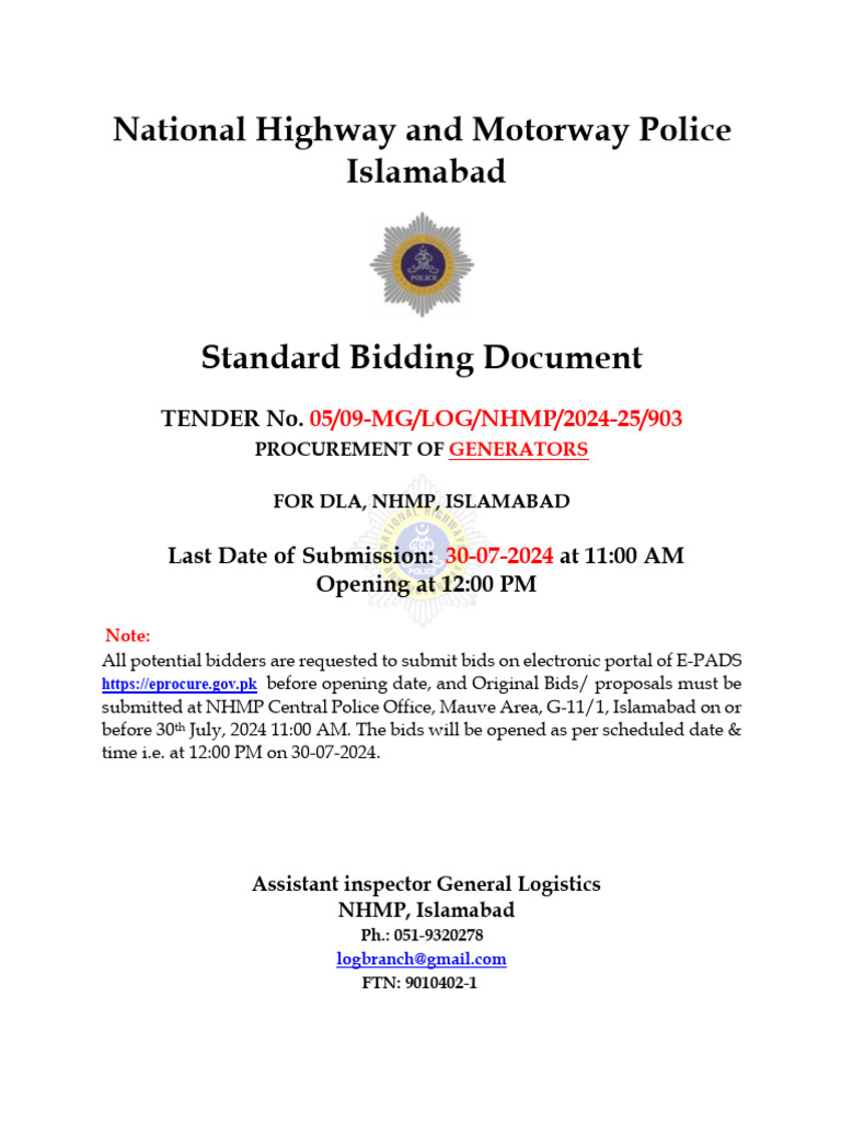 NH & MP Tender Document | PDF | Specification (Technical Standard ...