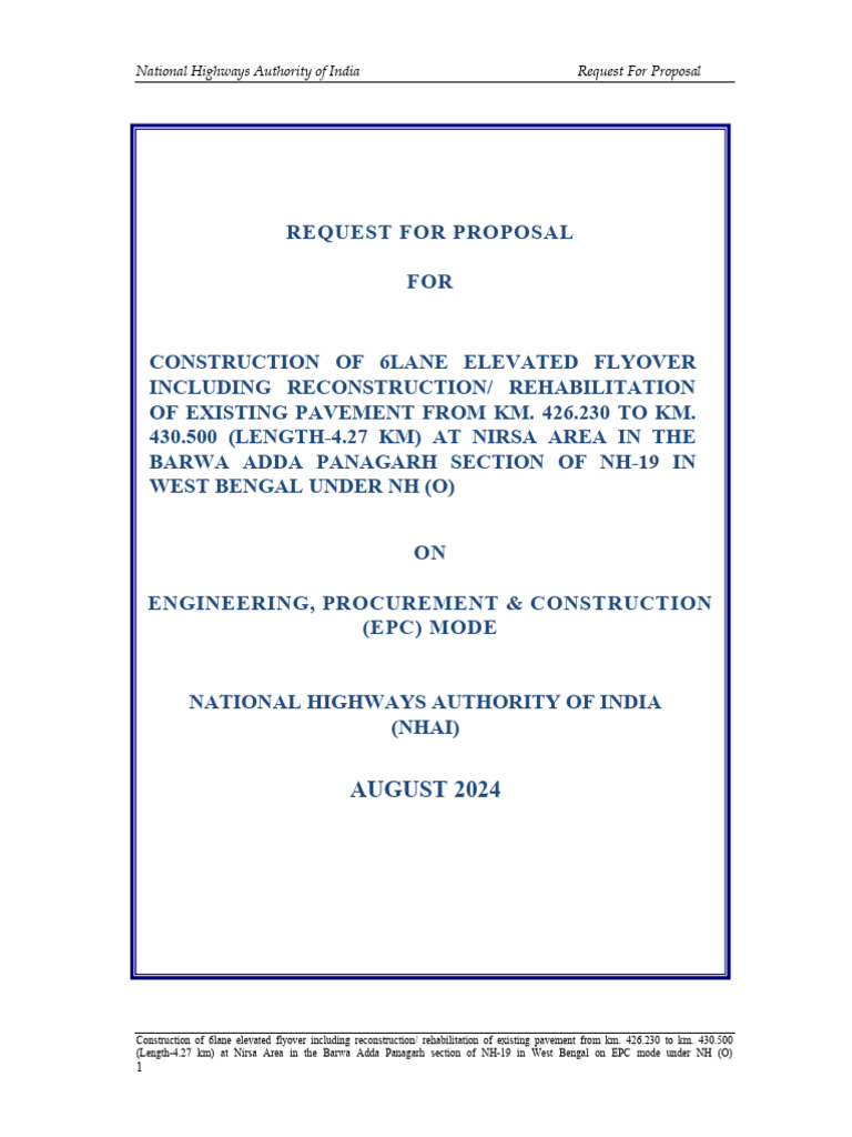 RFP for 6-Lane Flyover Construction in West Bengal | PDF | Request For Proposal | Cheque