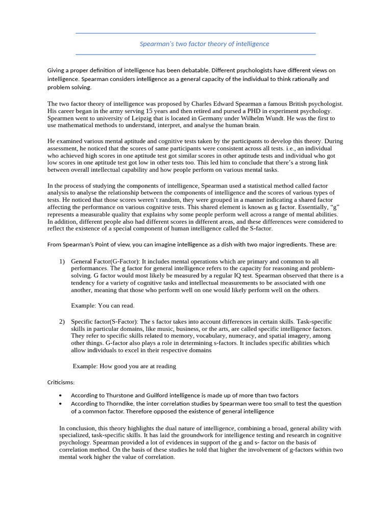Spearman-1-1 | PDF | Intelligence | Psychology